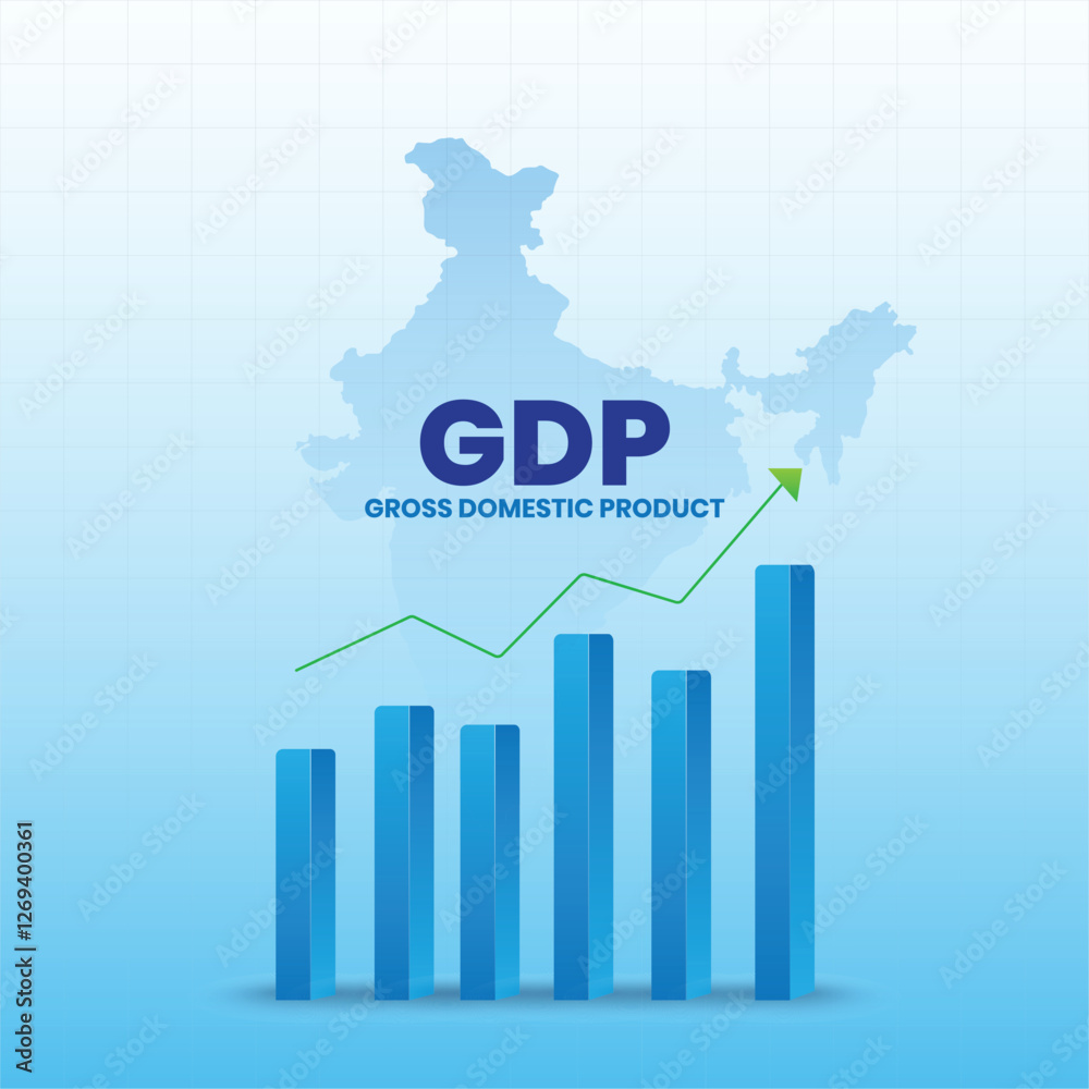 Indian GDP (gross domestic product) Growth concept_ India map with ...