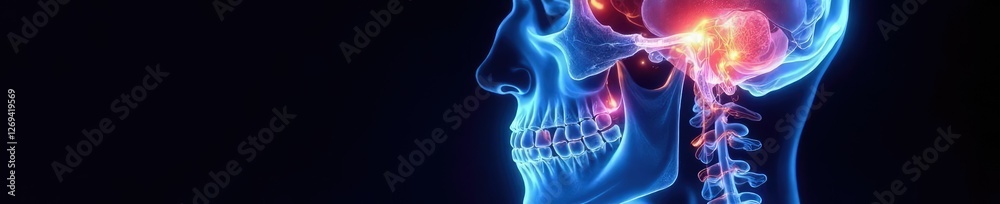Skull X ray with visible sinuses and nasal passages, nasal passage ...