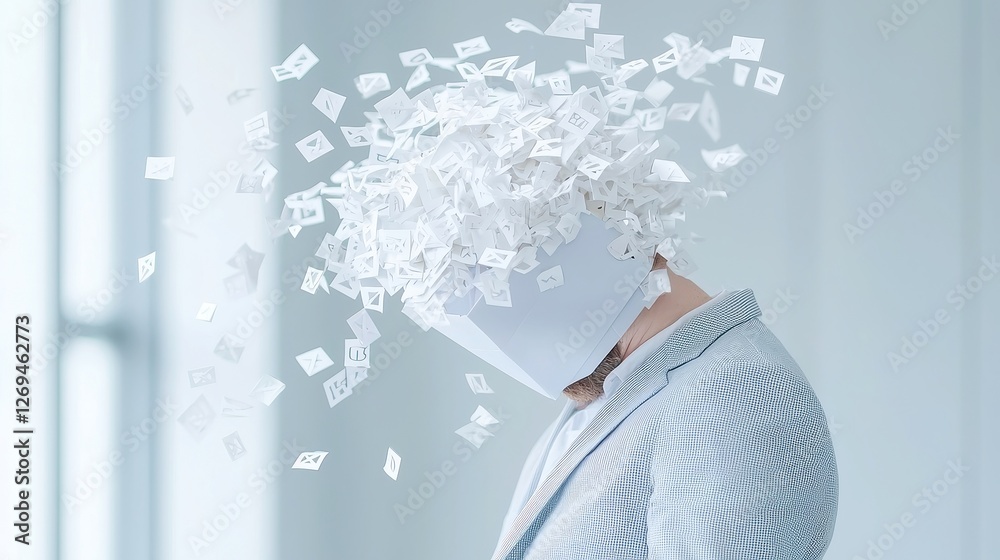 Dissolving into Words, a figure gradually transforming into flowing ...