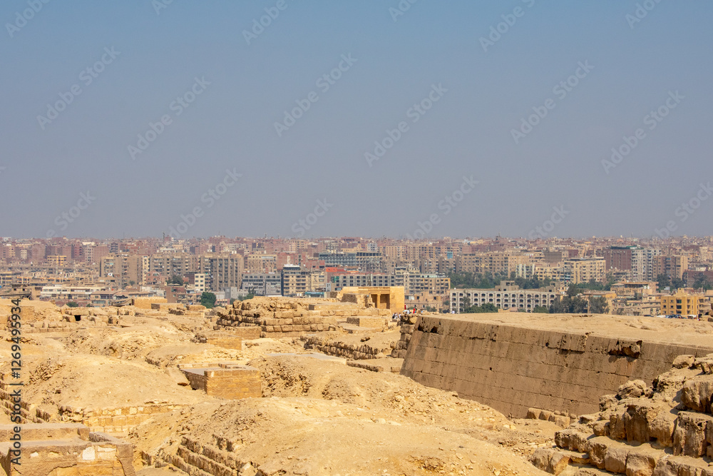 Famous Great Pyramids of Chephren and Cheops, Cairo, Egypt. Giza ...