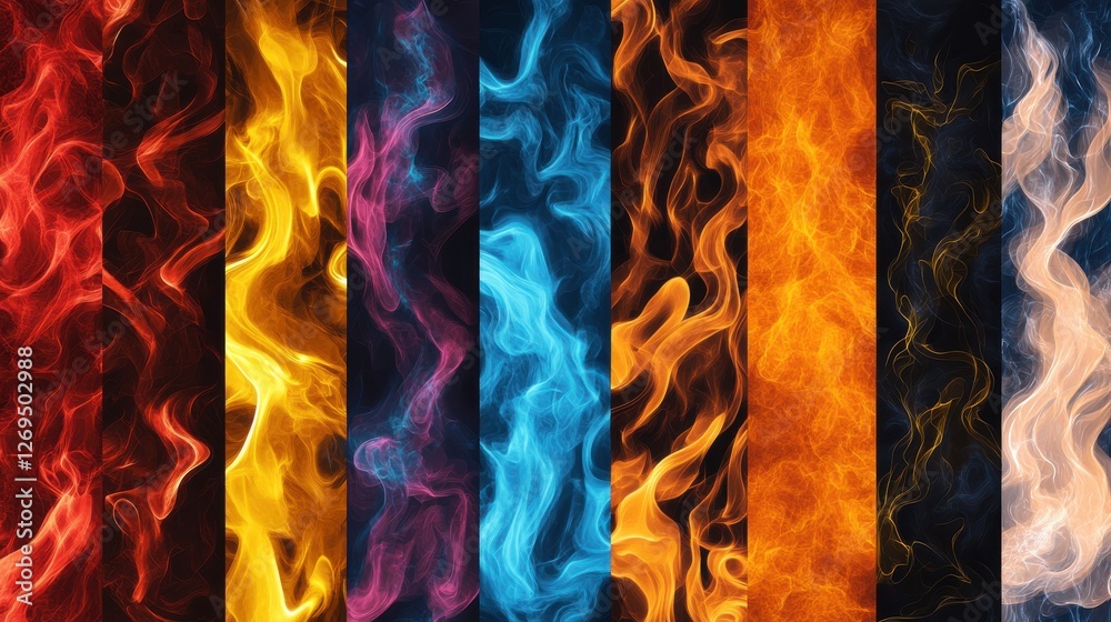 Fire patterns for textile with vivid hues and dynamic elements ...