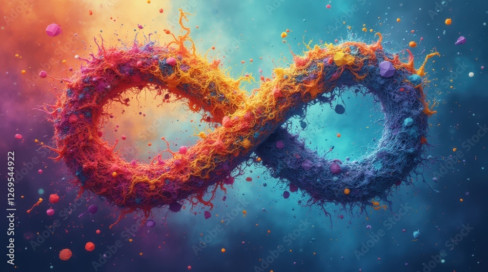 a colorful infinity loop, showcasing its bright hues and smooth curves ...