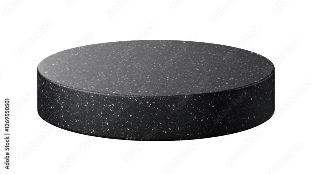 Round black stone pedestal with a speckled texture- suitable for ...