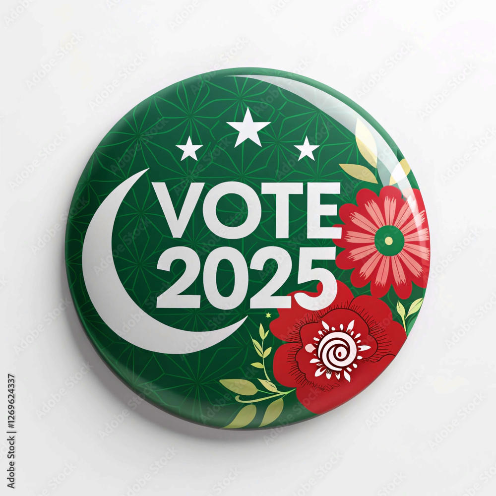 Patriotic Call to Vote: Pakistan 2025 Election Badge with VOTE 2025 ...