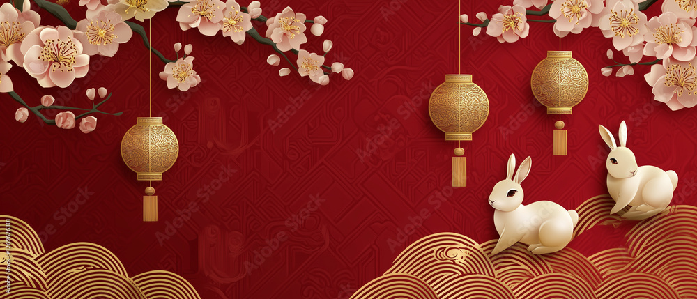 Chinese new year 2023 year of the rabbit - red traditional Chinese ...