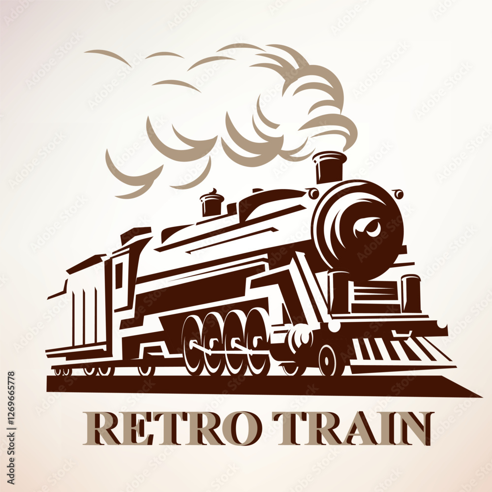 retro train, vintage vector symbol, emblem, label template Stock Vector ...