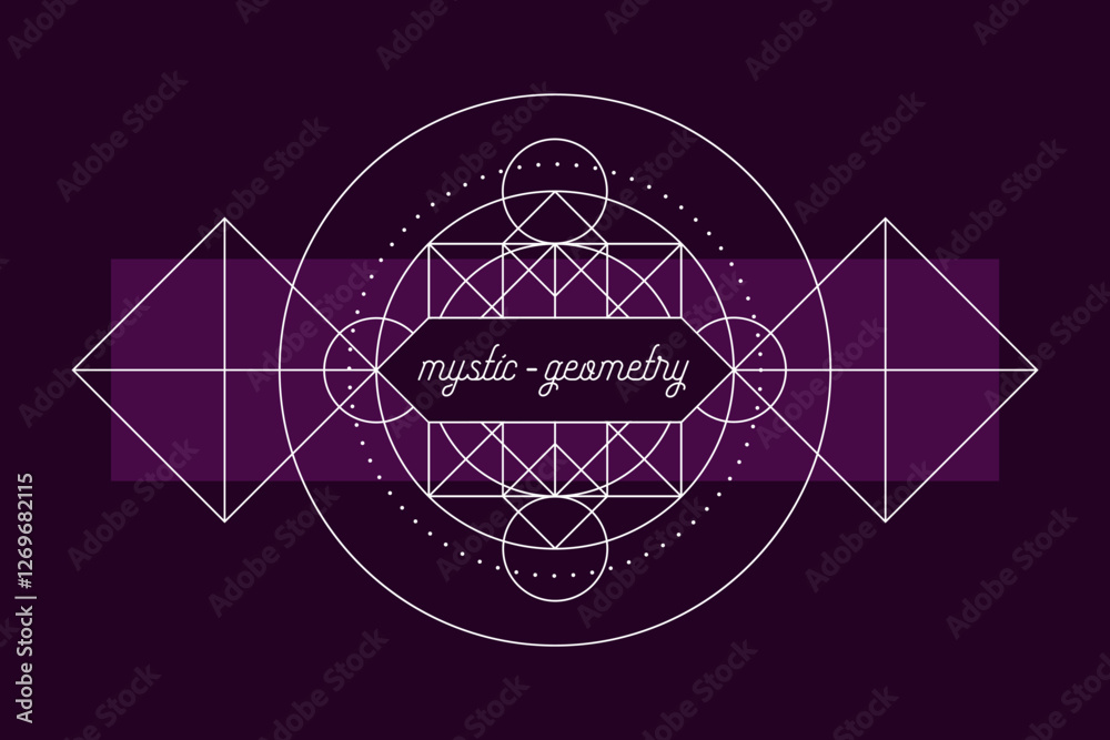 Mystic geometry emblem vector print template. Vector alchemy magic ...
