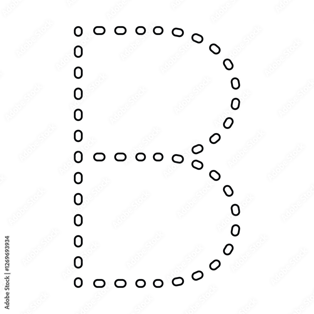Tracing Alphabet letter B, prewriting dotted line element for ...