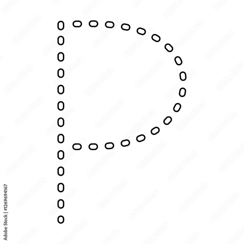 Tracing Alphabet letter P, prewriting dotted line element for ...