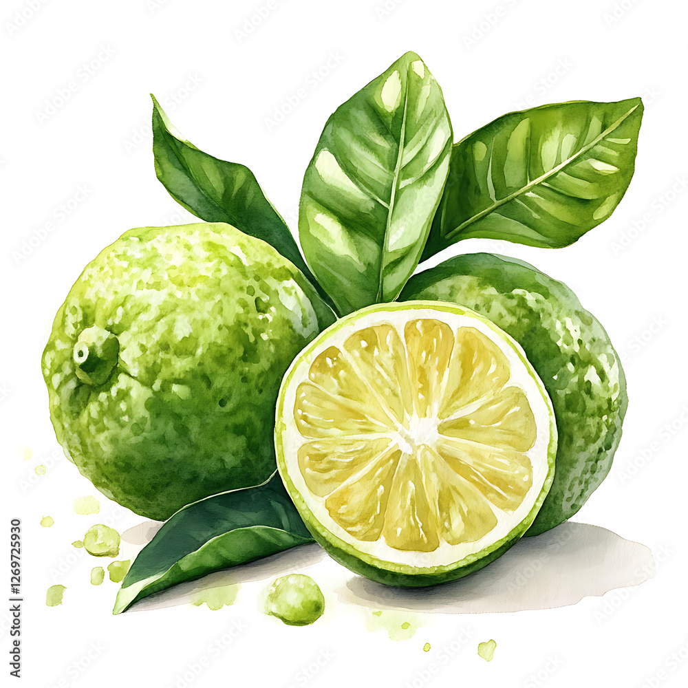 Bergamot clipart. Watercolor illustration. Isolated on transparent ...