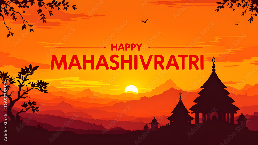 Ilustración de Stock Happy maha Shivratri illustration with trisulam on ...