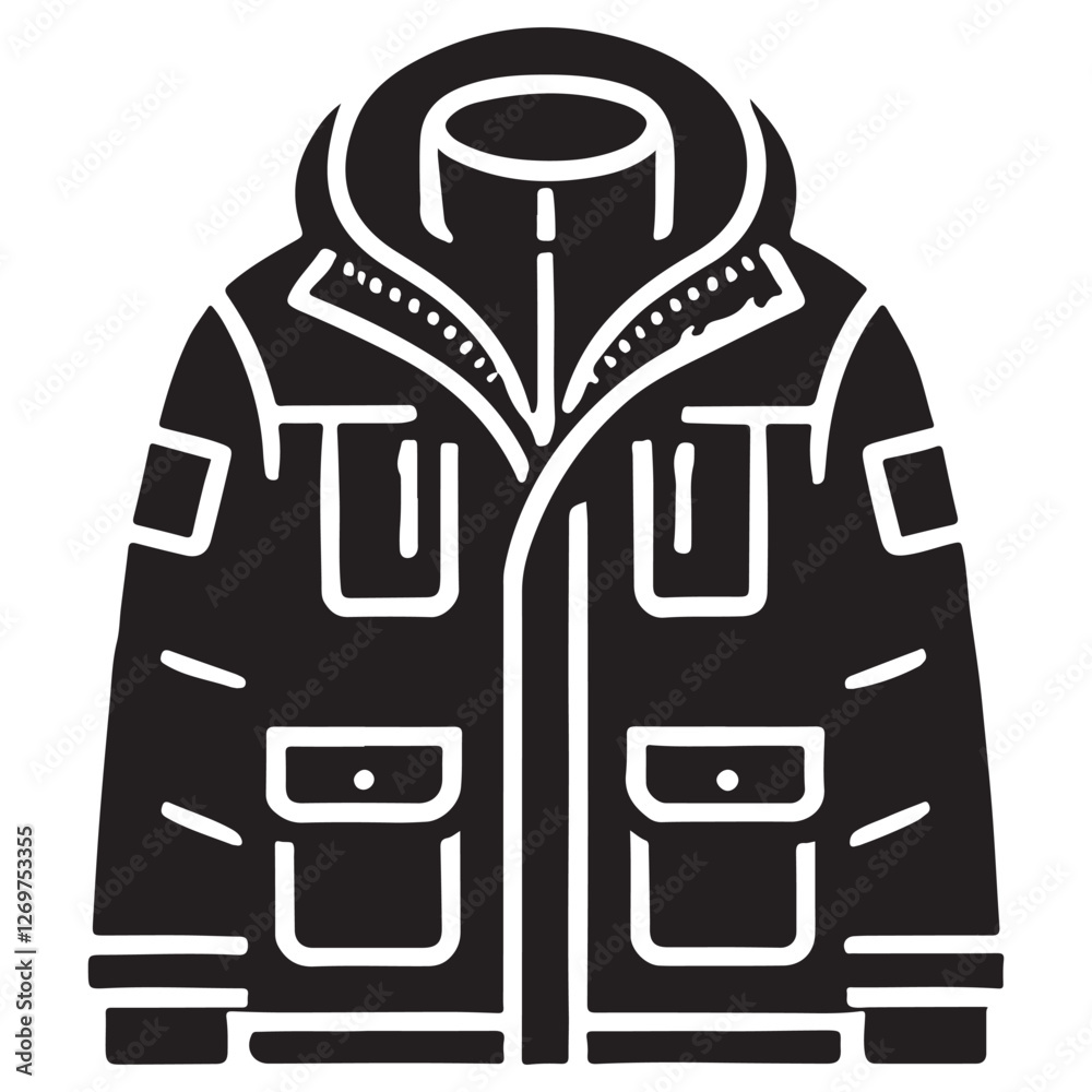 Winter Coat Silhouette Vector Graphic for Cold Weather Apparel Stock ...