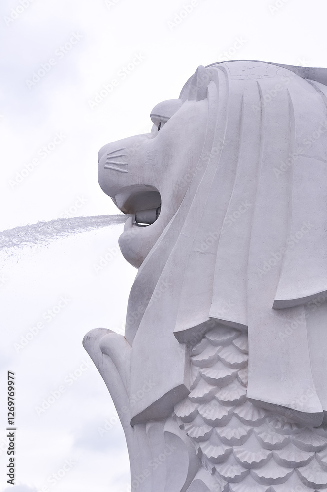 Singapore - January 20, 2025: View of the Merlion, which is the ...