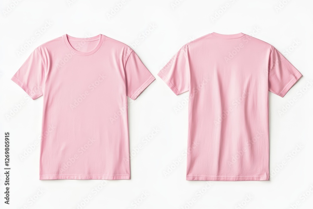 Light pink t shirt mockup front and back on white background Stock ...