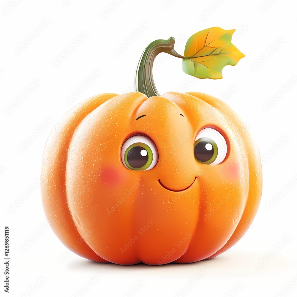 Kabocha, 3D cartoon illustration, isolated on a white background ...