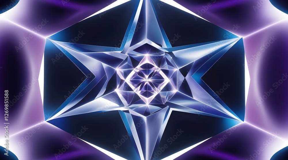 ethereal tesseract structure with shifting light patterns in deep azure ...