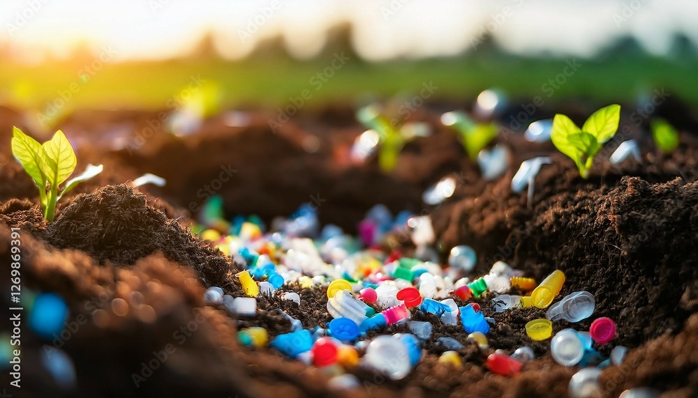 microplastics inside the soil concept of plastic pollution fertilizing ...