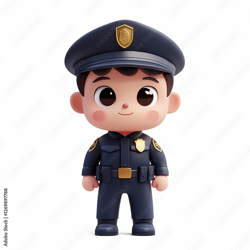 Police Officer, 3D cartoon illustration, isolated on a white background ...