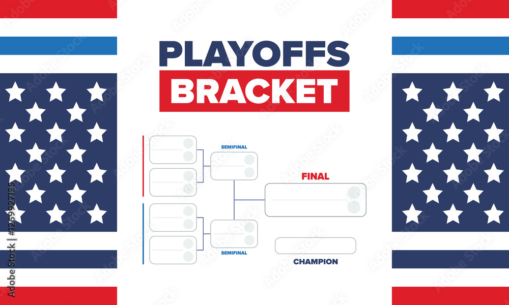 Playoffs bracket. Playoffs grid. Sport tournament bracket. Game and ...