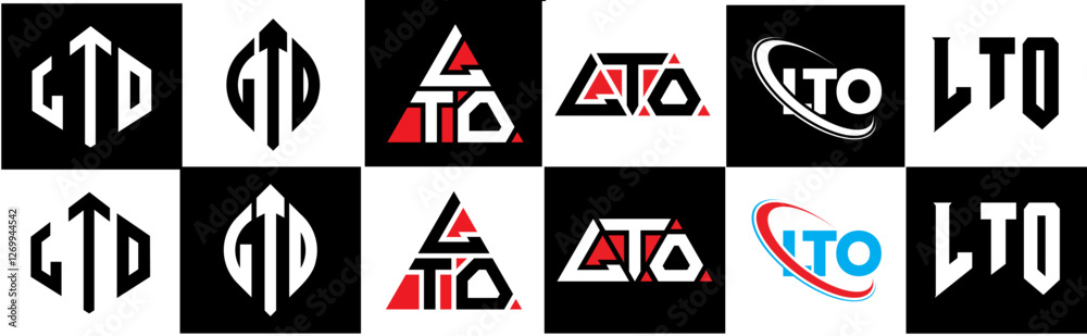 LTO letter logo design in six style. LTO polygon, circle, triangle ...