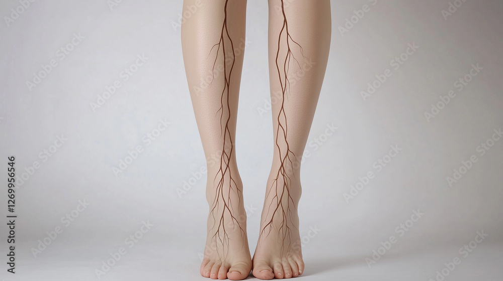 Full-length view of varicose veins on legs symbolizing venous health ...