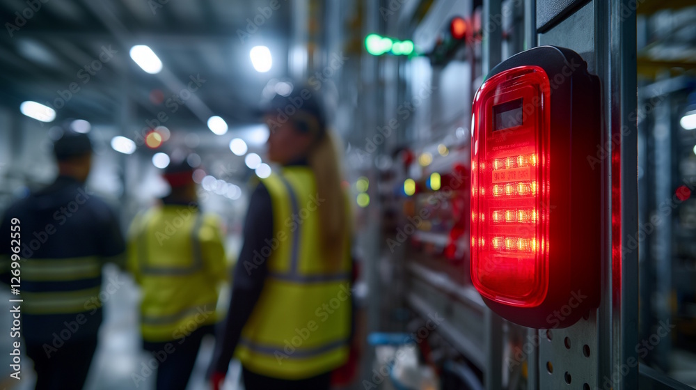 Industrial safety with led alarm siren in factory control room for ...