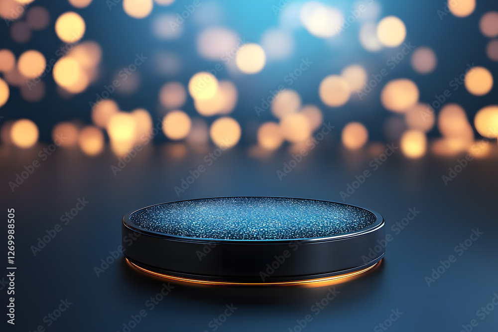 Radiant circular platform with sparkling background studio setting ...