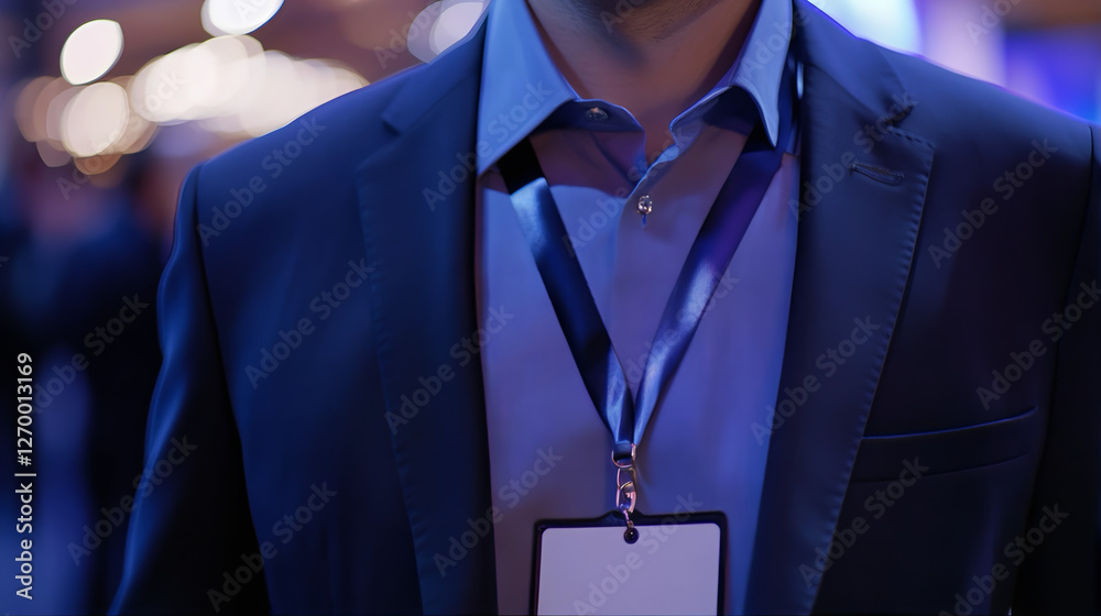 Corporate business man in suit and tie with a name tag Stock ...