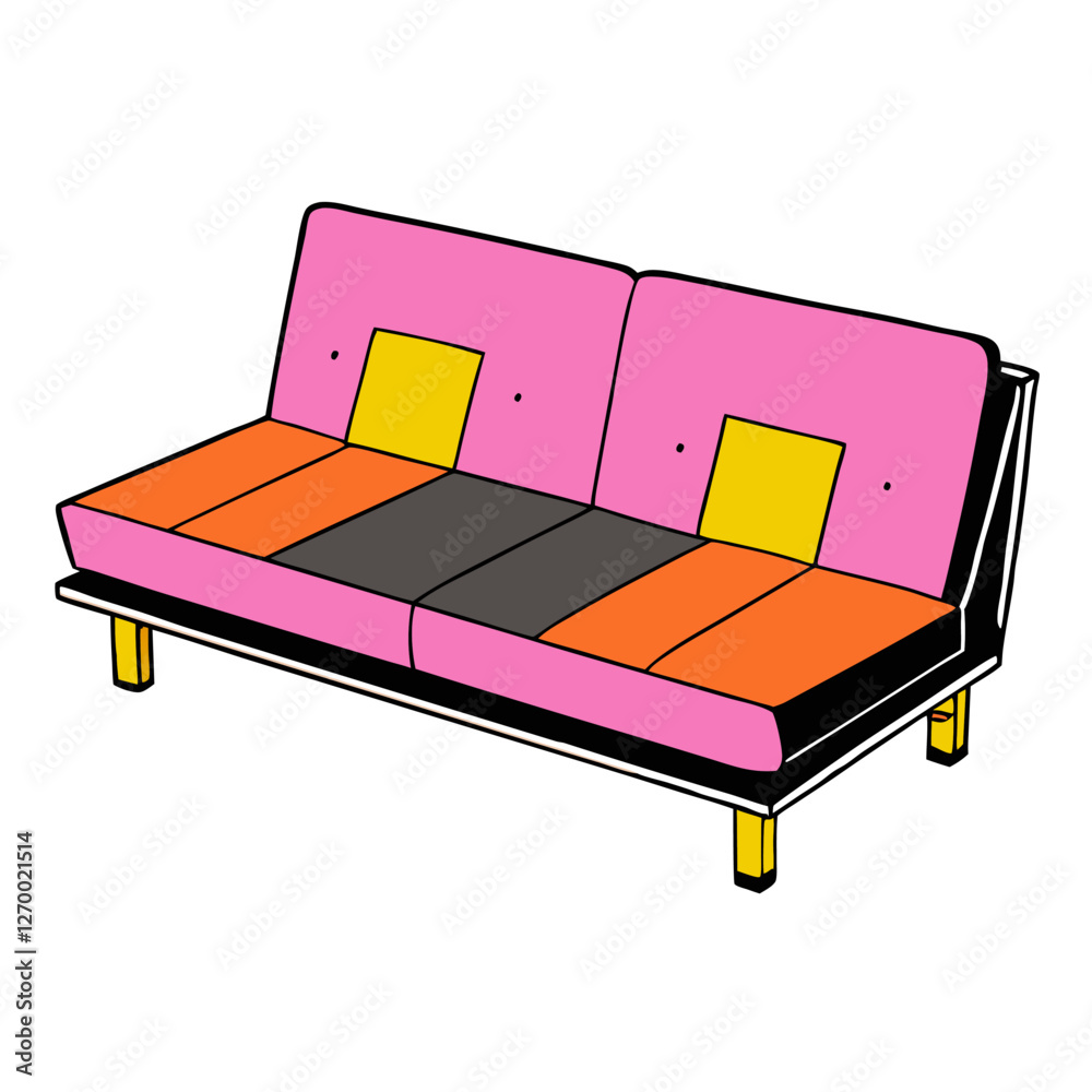 Convertible Futon Vector Illustration - Cartoon, Clipart & Line Art ...