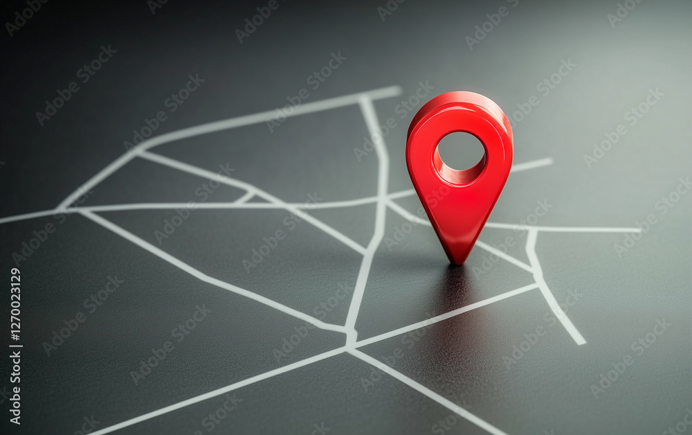 Map Pin on a Detailed Map with Location. Red map pin indicates a ...