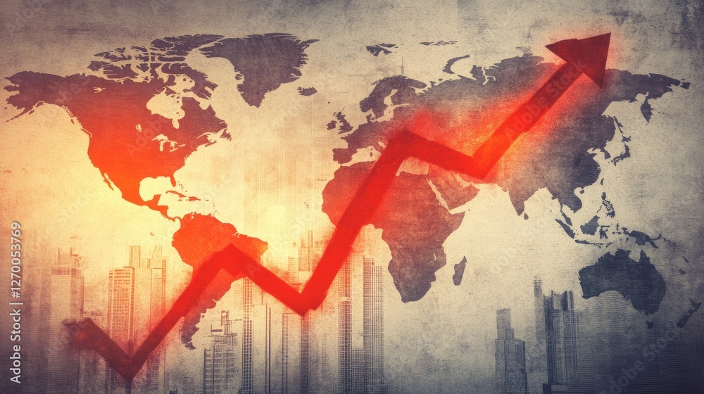 Dramatic stock market drop with a deep red arrow crashing through a ...