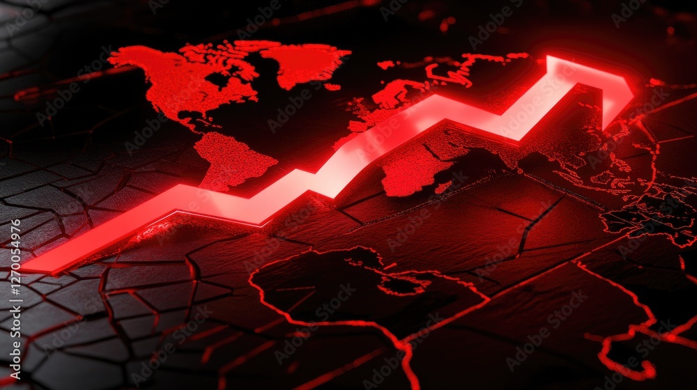Ilustración de Stock Financial crisis concept with a glowing red ...