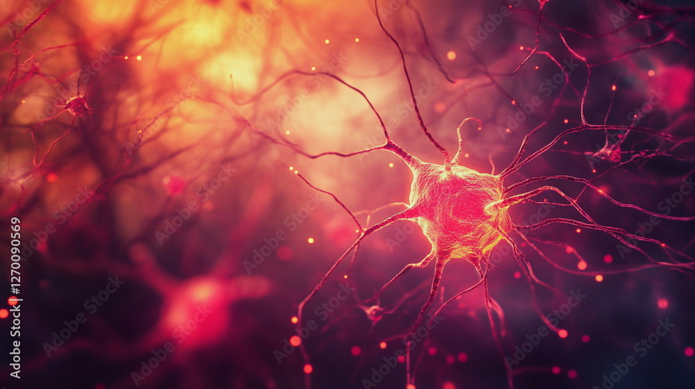 Visualization of a human neuron. Cell membranes inside the brain Stock ...