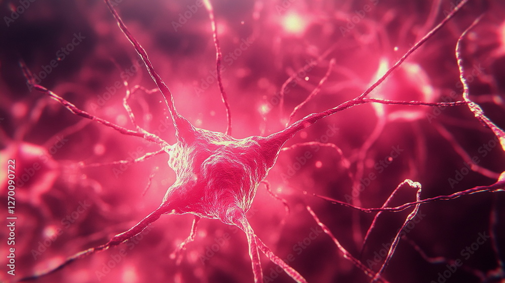 Visualization of a human neuron. Cell membranes inside the brain Stock ...