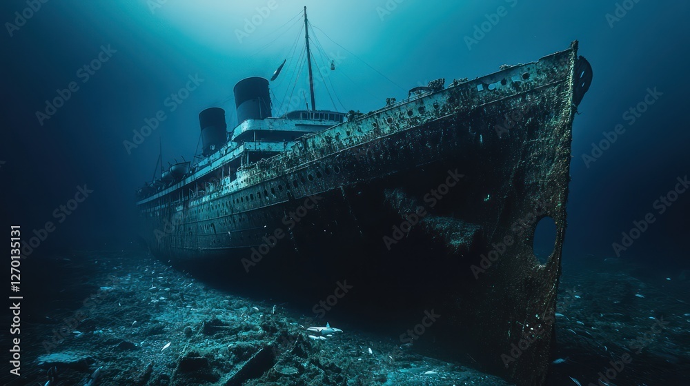 A British ocean liner sunk by a German U-boat in 1915, now lying at 93 ...