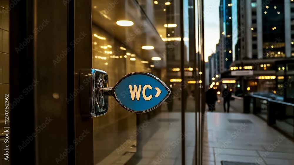Modern City Restroom Sign WC Directional Arrow Public Toilet Guide ...