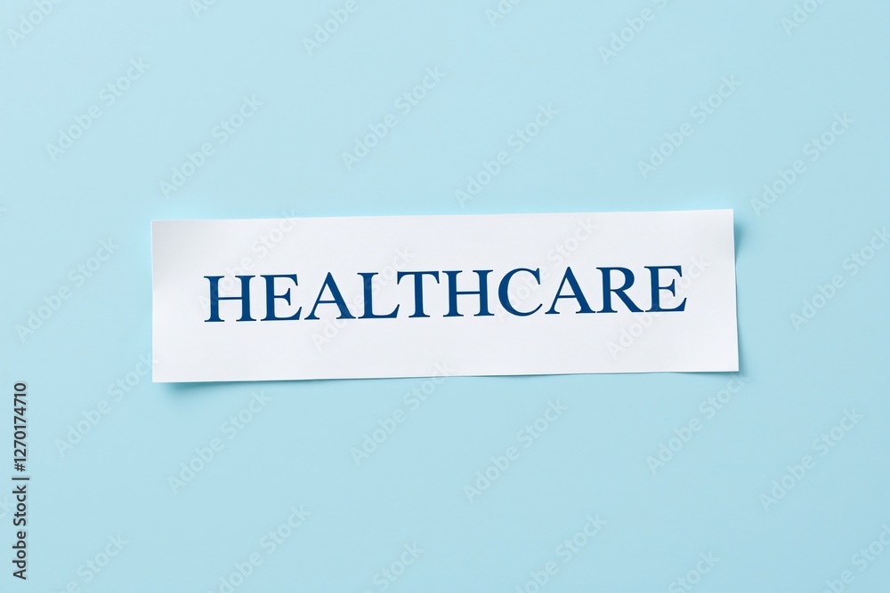 Blue background featuring the word "HEALTHCARE" prominently displayed ...