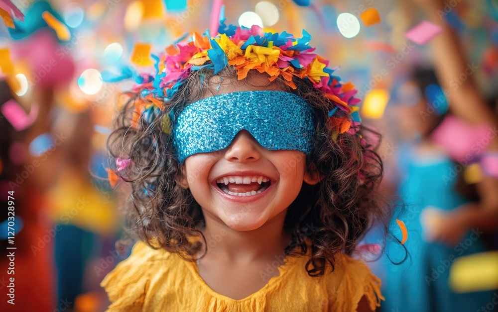 National Piñata Day: child swinging blindfolded, vibrant piñata ...