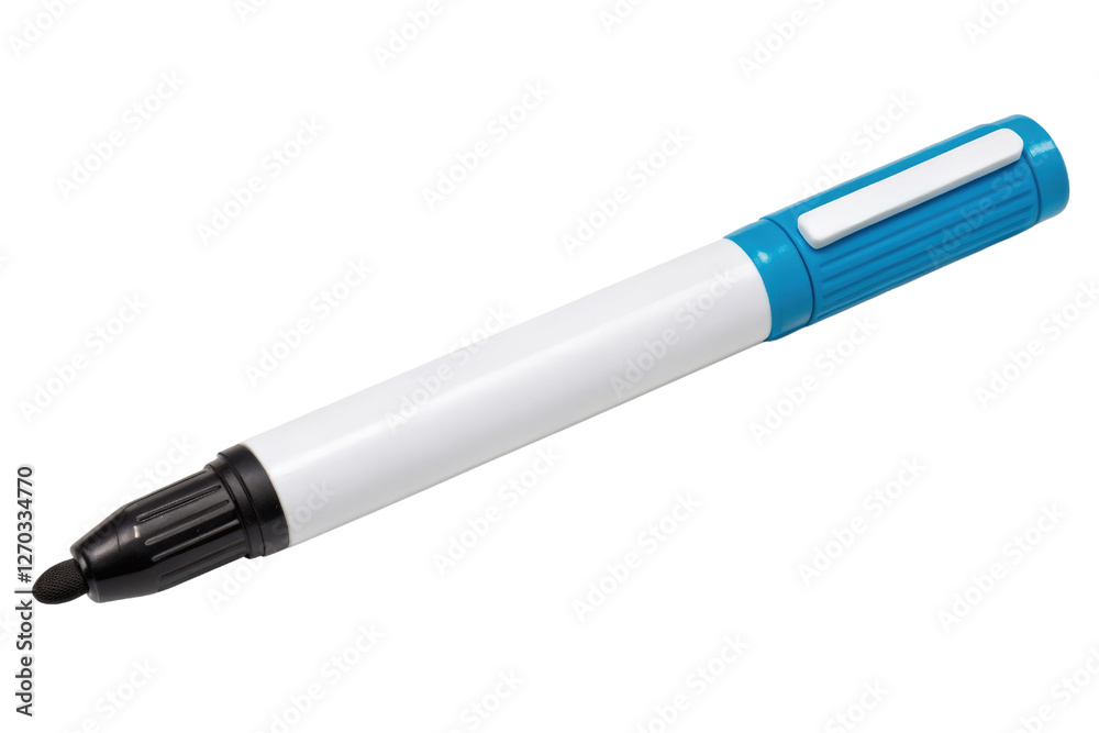 Blue and white dry erase marker pen isolated with transparent ...