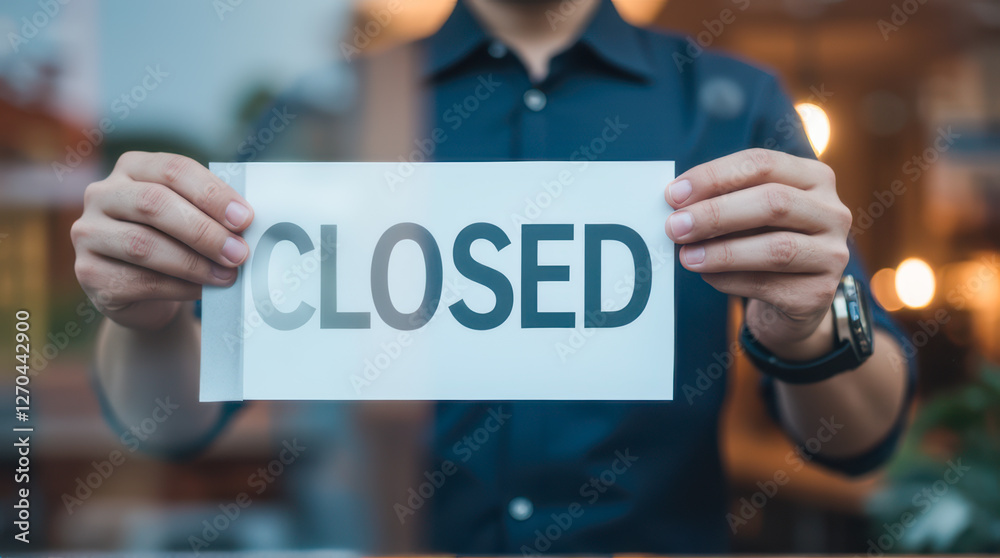 Person Holding Closed Sign in Business Window, Signage for Storefront ...