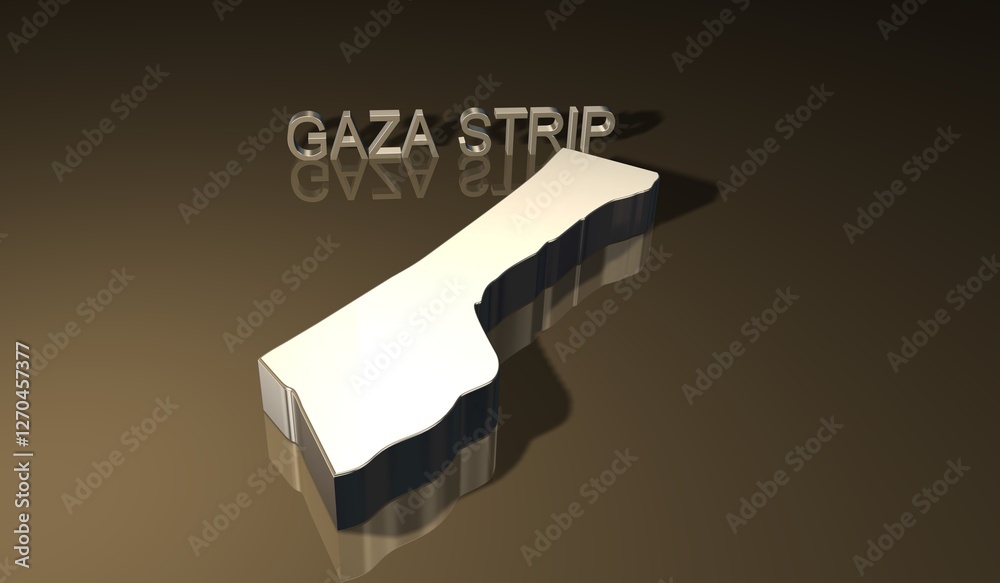Map of Gaza Strip in 3D with golden theme for print and presentation ...