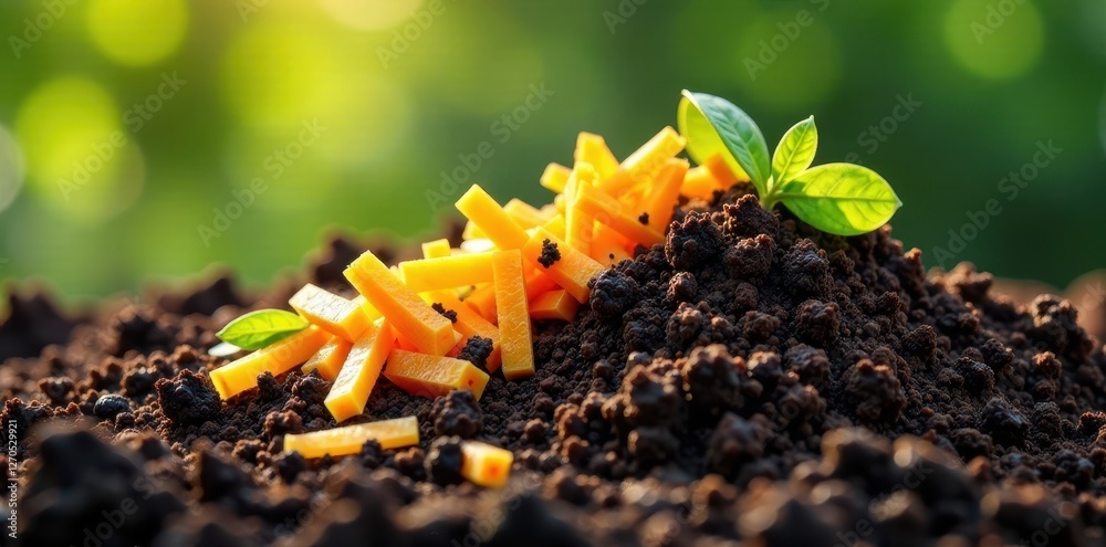 Variety of food scraps transforming into rich compost , decomposition ...