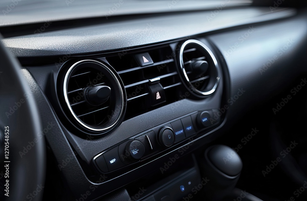 Car interiors with digital displays, air vents, and control panels. AI ...