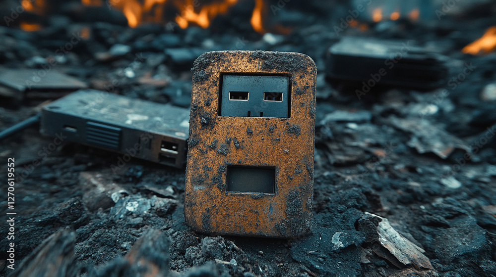 Discarded USB devices and old technology pile up in a junkyard ...