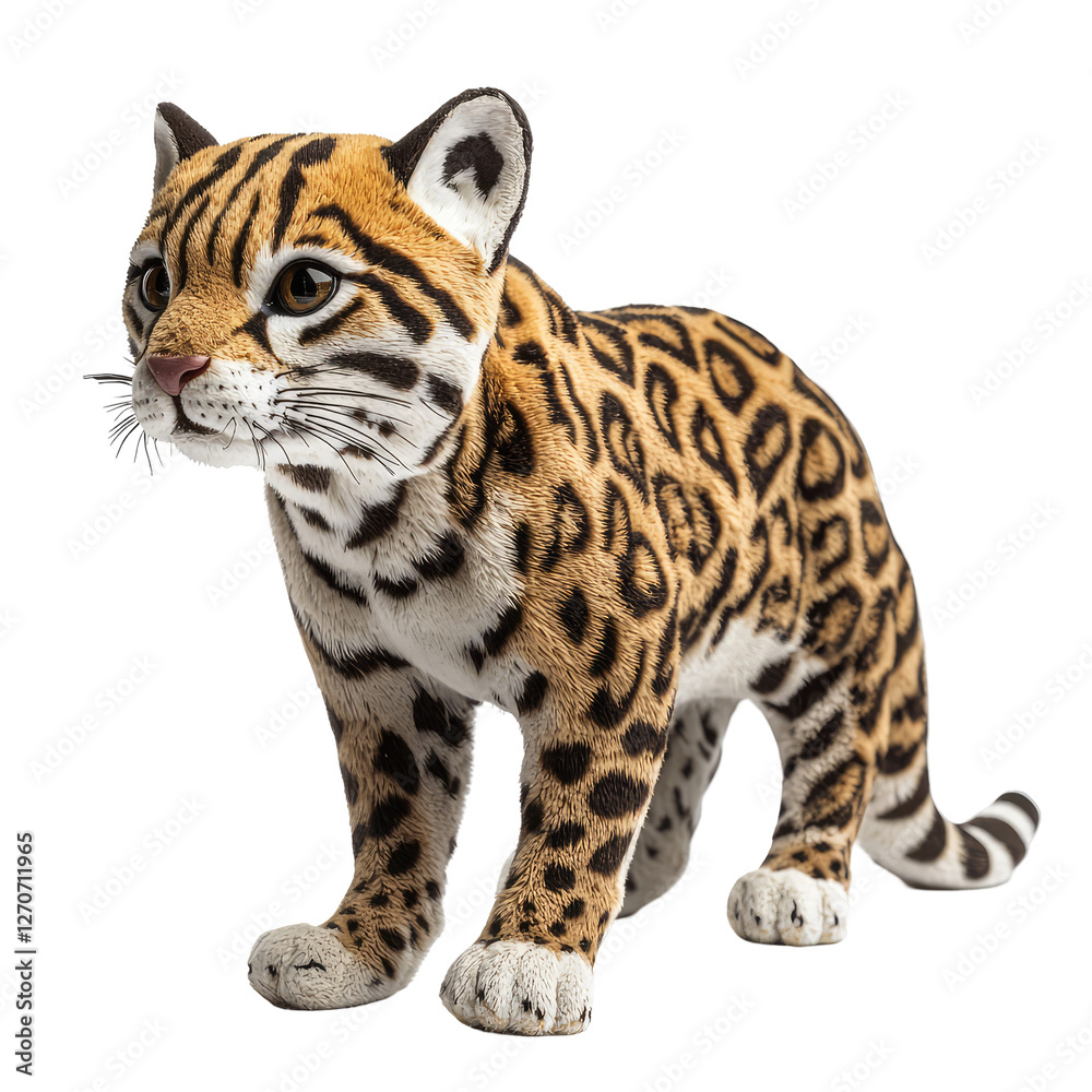 Realistic Ocelot Soft Toy in Side View Without Shadow, Isolated Cutout ...