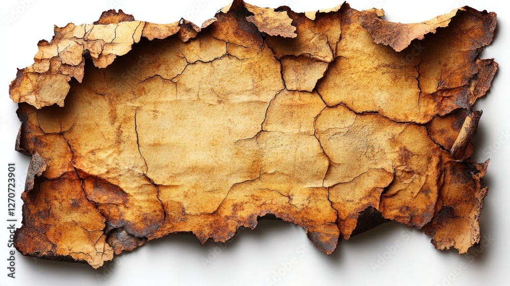 Aged parchment texture, studio shot, white background, design element ...