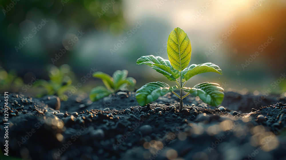 Sprouting Seed: A small seedling breaking through the soil ...