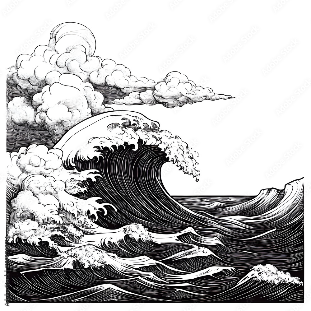 dramatic ocean wave with swirling foam, showcasing the power and beauty ...