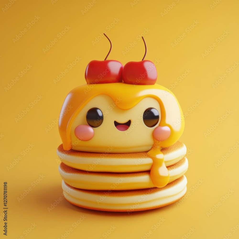 Pancake Cartoon. Funny Battercake Character Design in 3D Animated Style ...