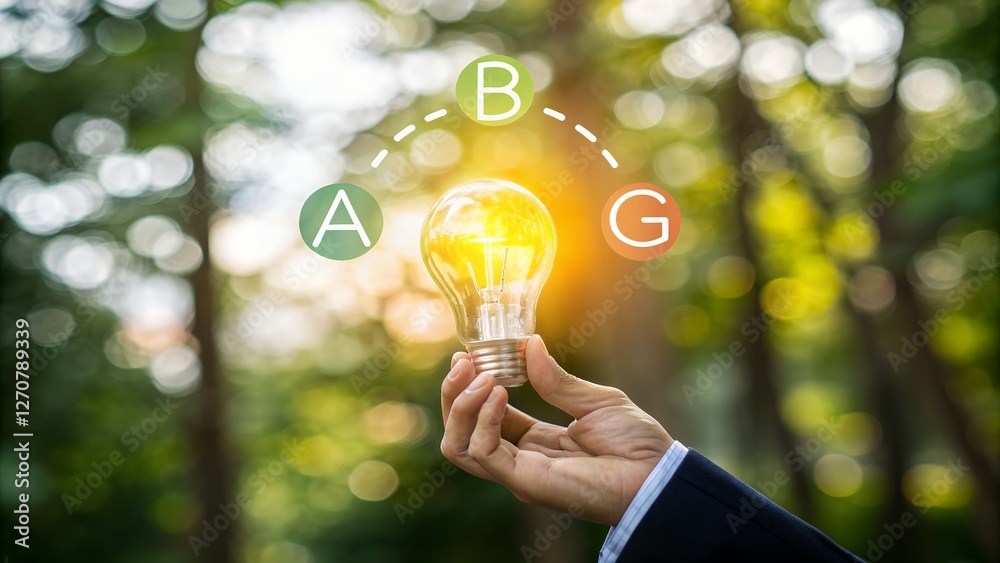 Green Energy Savings: Hand Holding Energy-Efficient Light Bulb ...